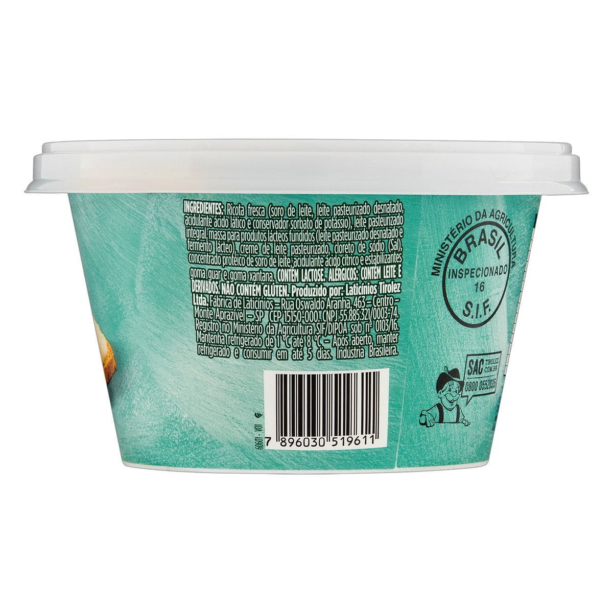 Creme de Queijo Ricota Light Tirolez Pote 200g - Super Muffato Delivery