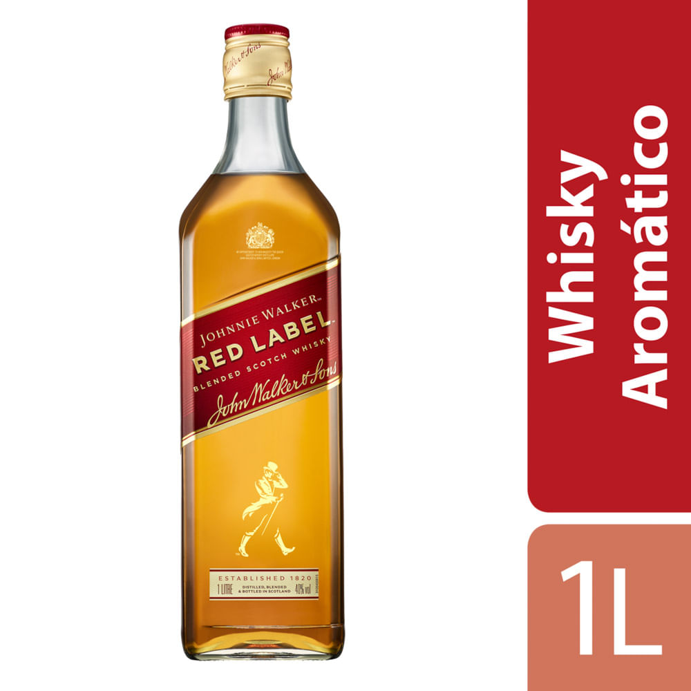 Whisky Escocês Blended Red Label Johnnie Walker Garrafa 1l - Super ...